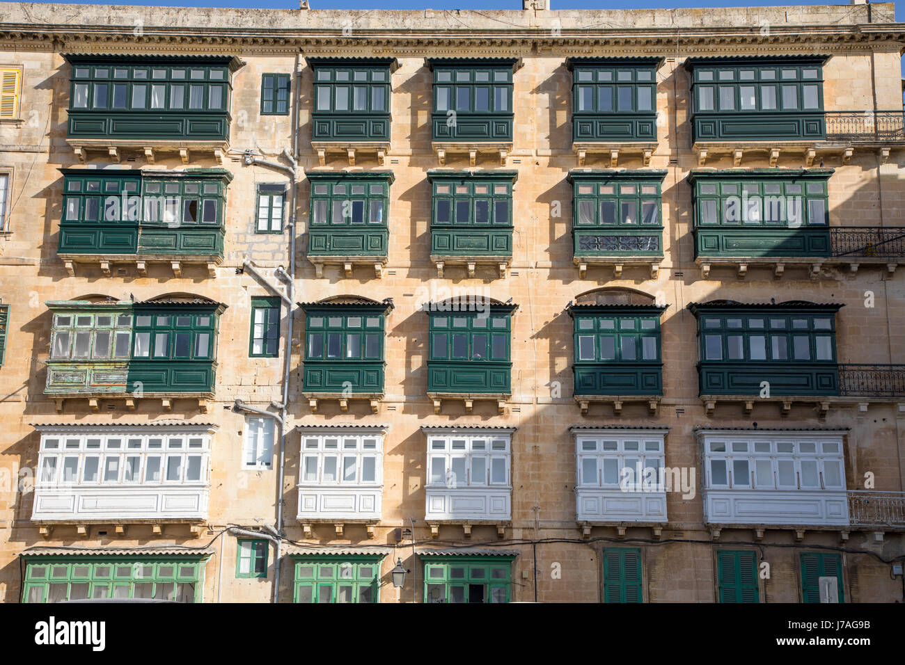 Valletta, capital of Malta, typical, wood-clad balconies, bay windows ...