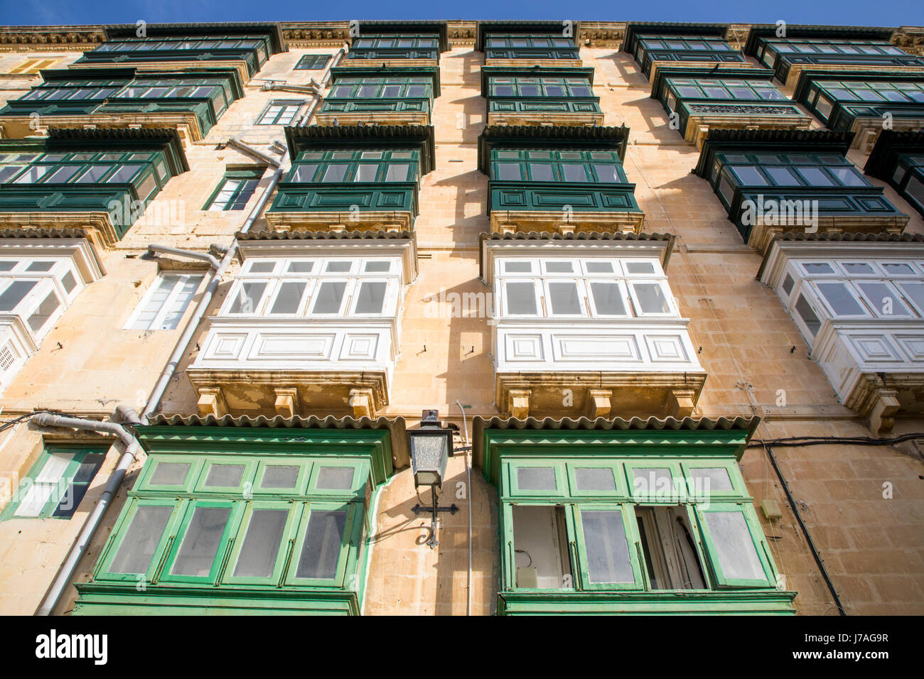 Valletta, capital of Malta, typical, wood-clad balconies, bay windows ...
