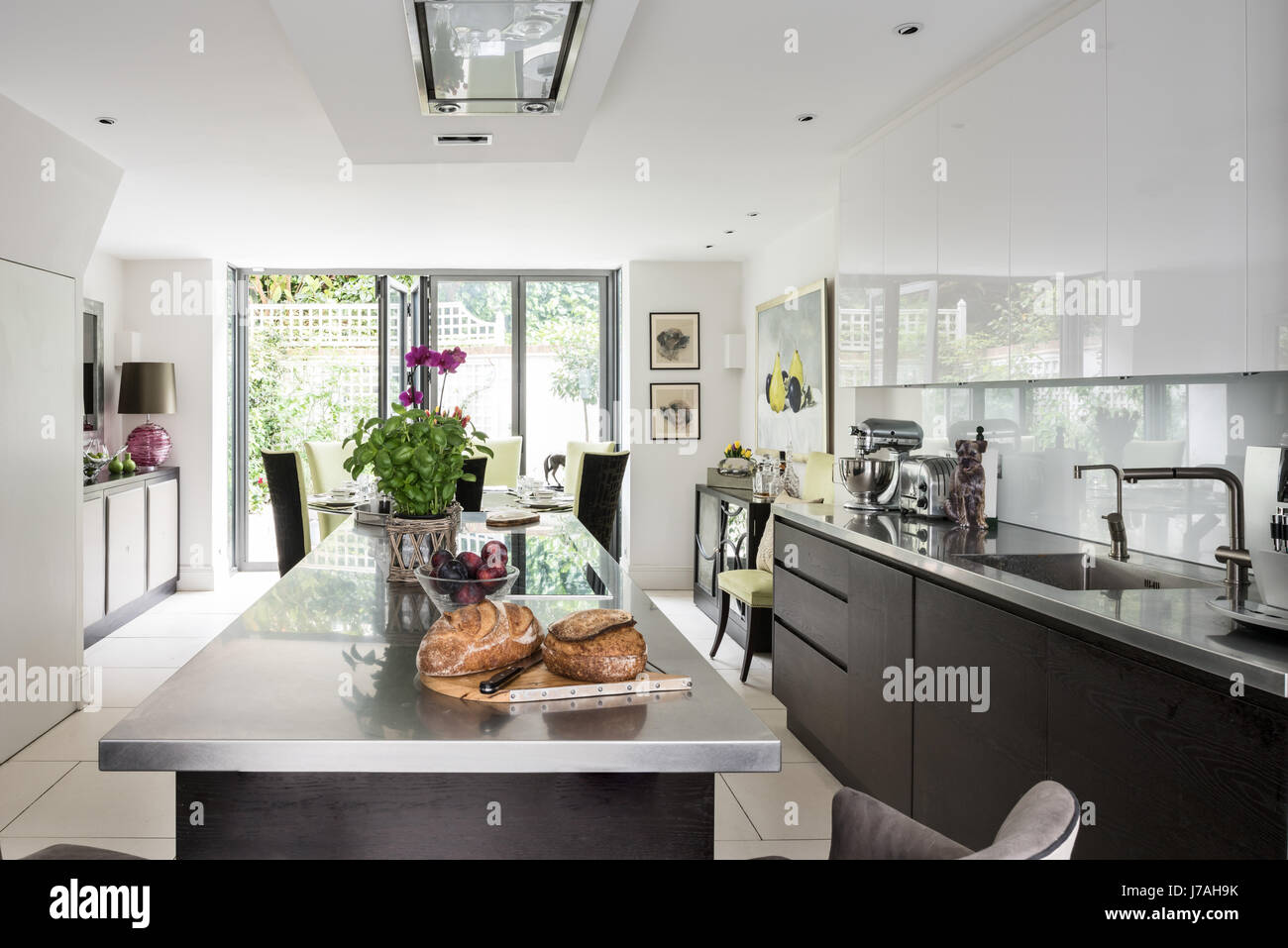 Bespoke fitted open plan kitchen in Victorian terrace, London Stock ...