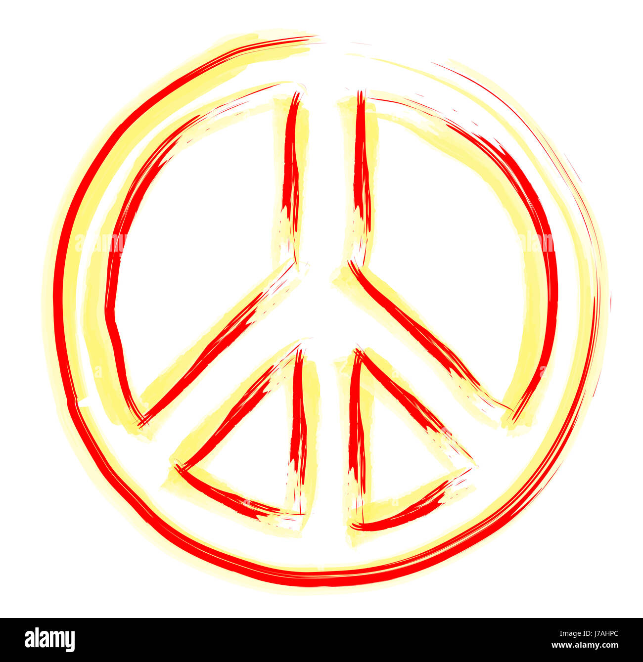 watercolor - peace sign - red yellow Stock Photo - Alamy