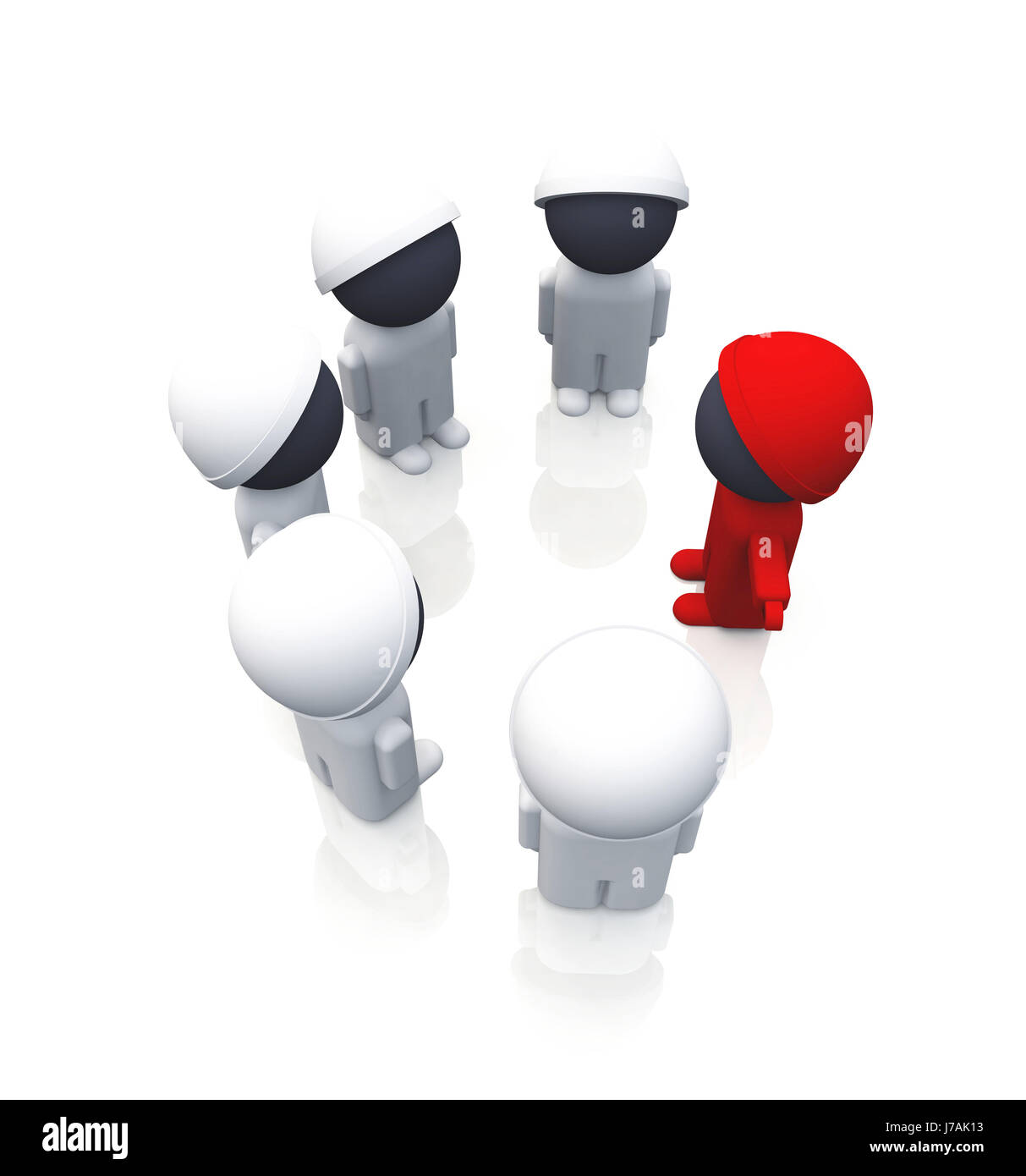 teamwork meeting - 1x red and 5x white Stock Photo - Alamy