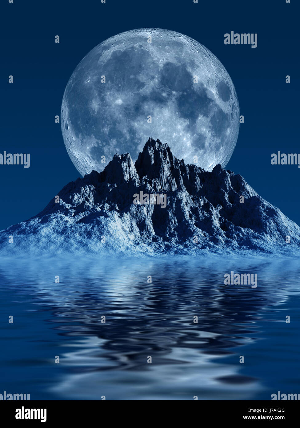 mountain with moon Stock Photo - Alamy