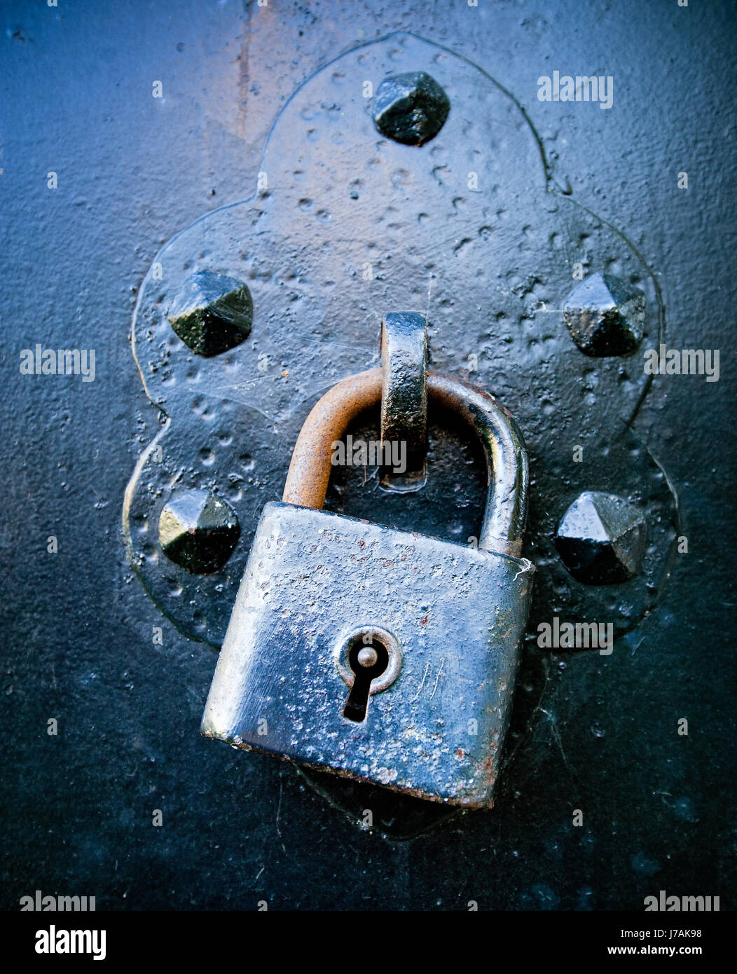 lock close blue antique style of construction architecture ...