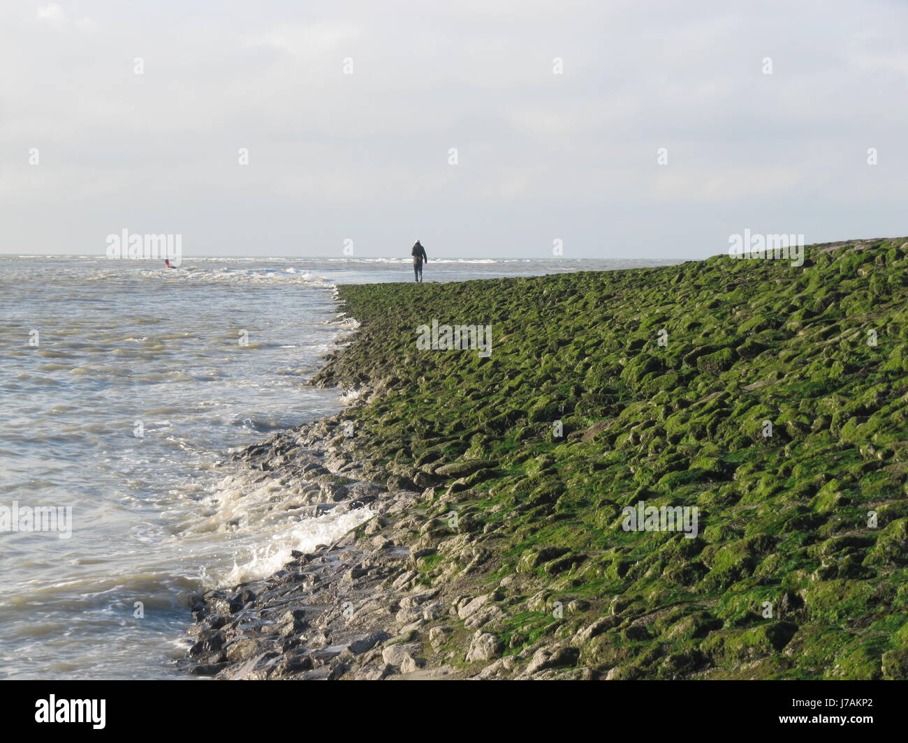 person on the dike Stock Photo - Alamy
