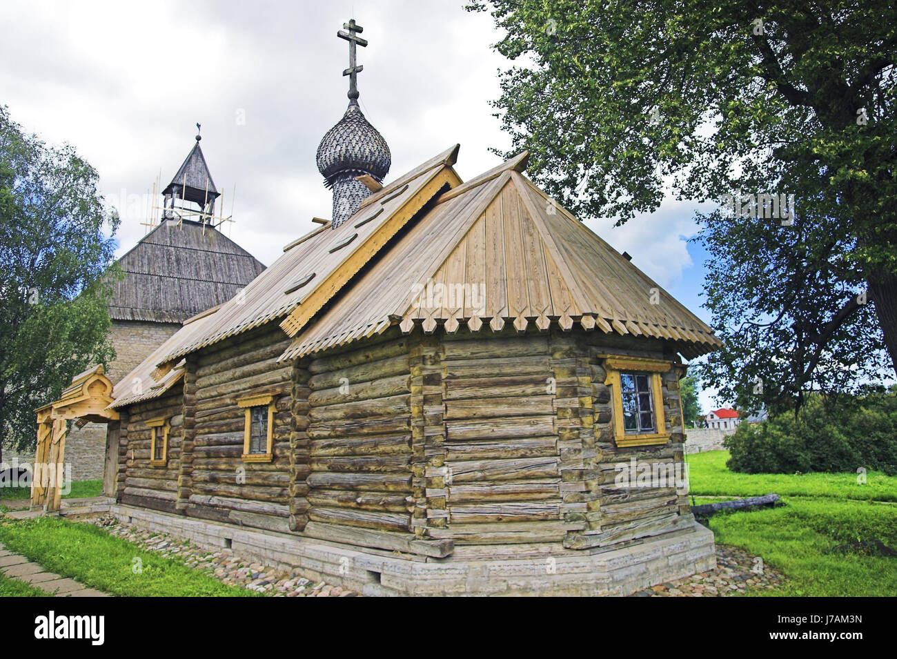 church orthodox russian wooden ancient house building detail historical ...