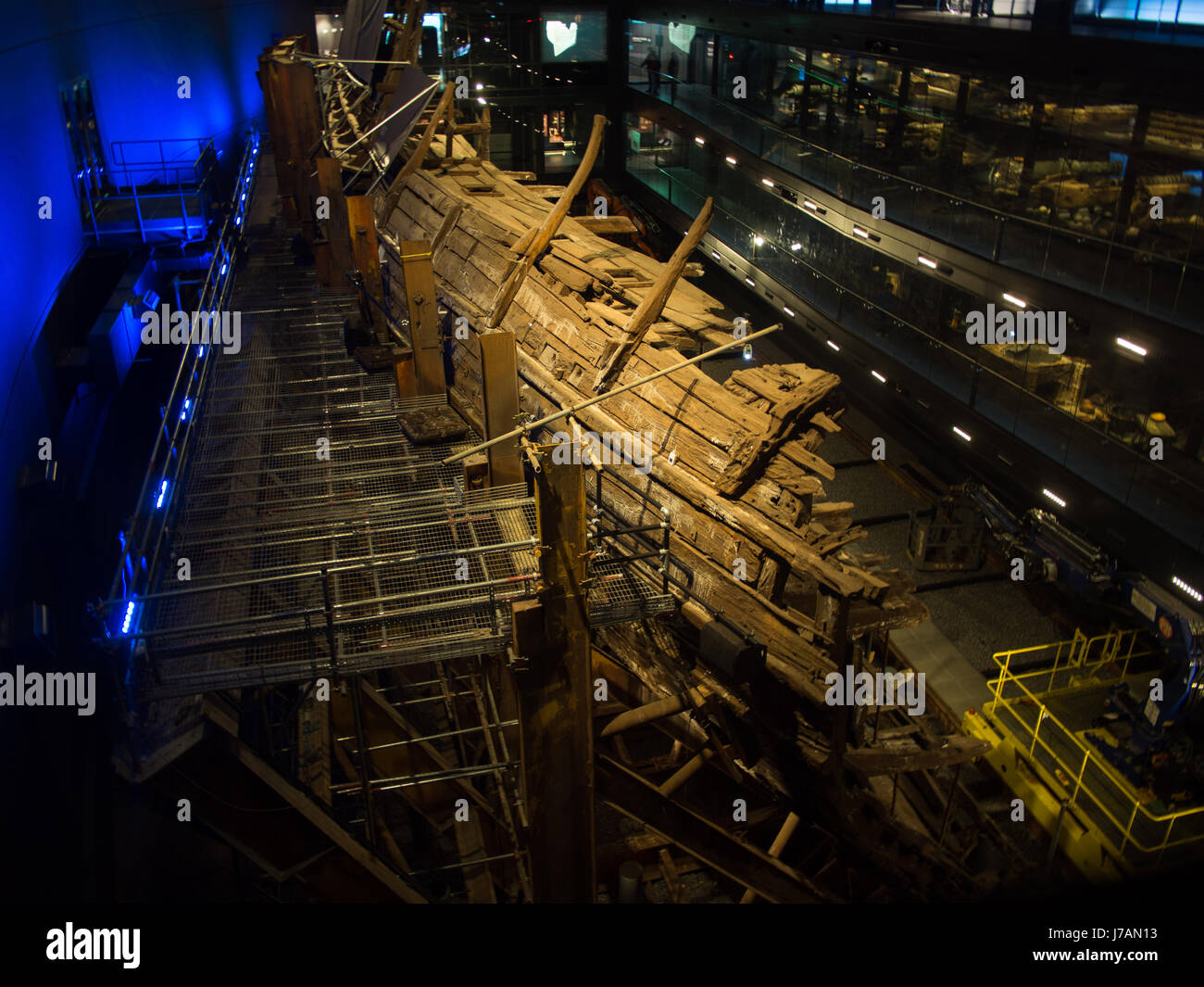 A rear view of the Tudor Warship The Mary Rose at The Mary Rose Museum ...