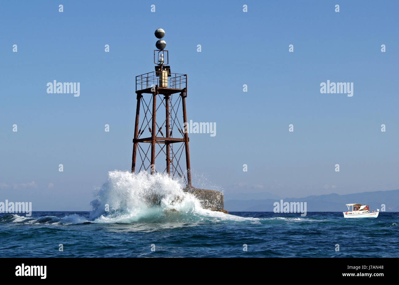 Lighthouse ship storm sea waves hi-res stock photography and images - Alamy