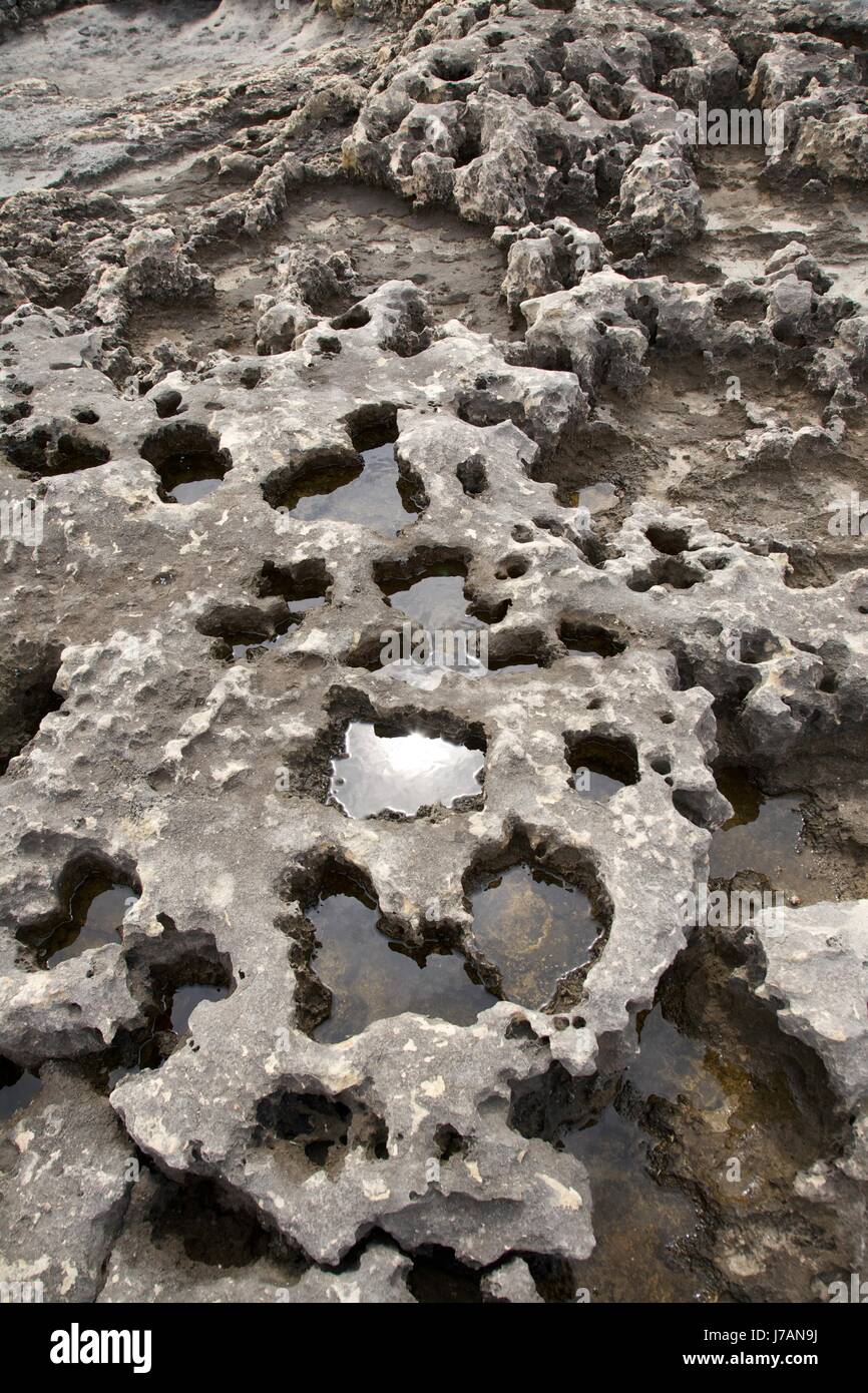 rock erosion hole fresh water pond water puddle reef landscape scenery ...