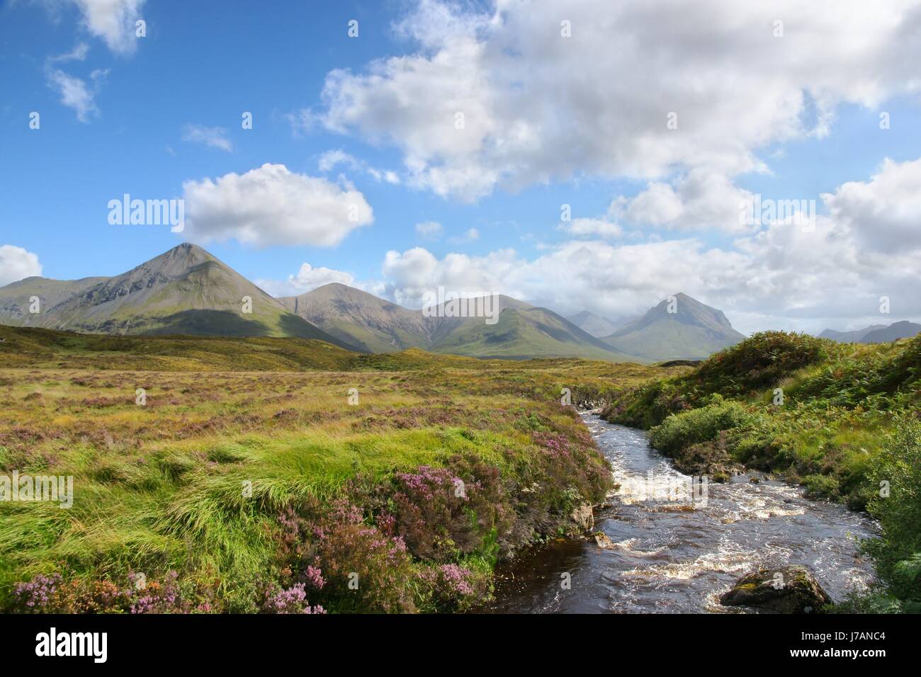 scotland mountain river water nature blue hill mountains stream fern ...