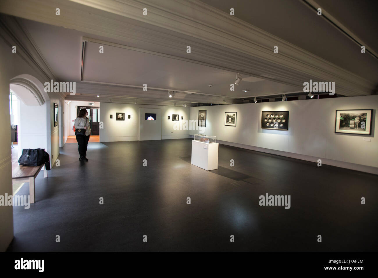 Gallery and people viewing an exhibition Stock Photo - Alamy