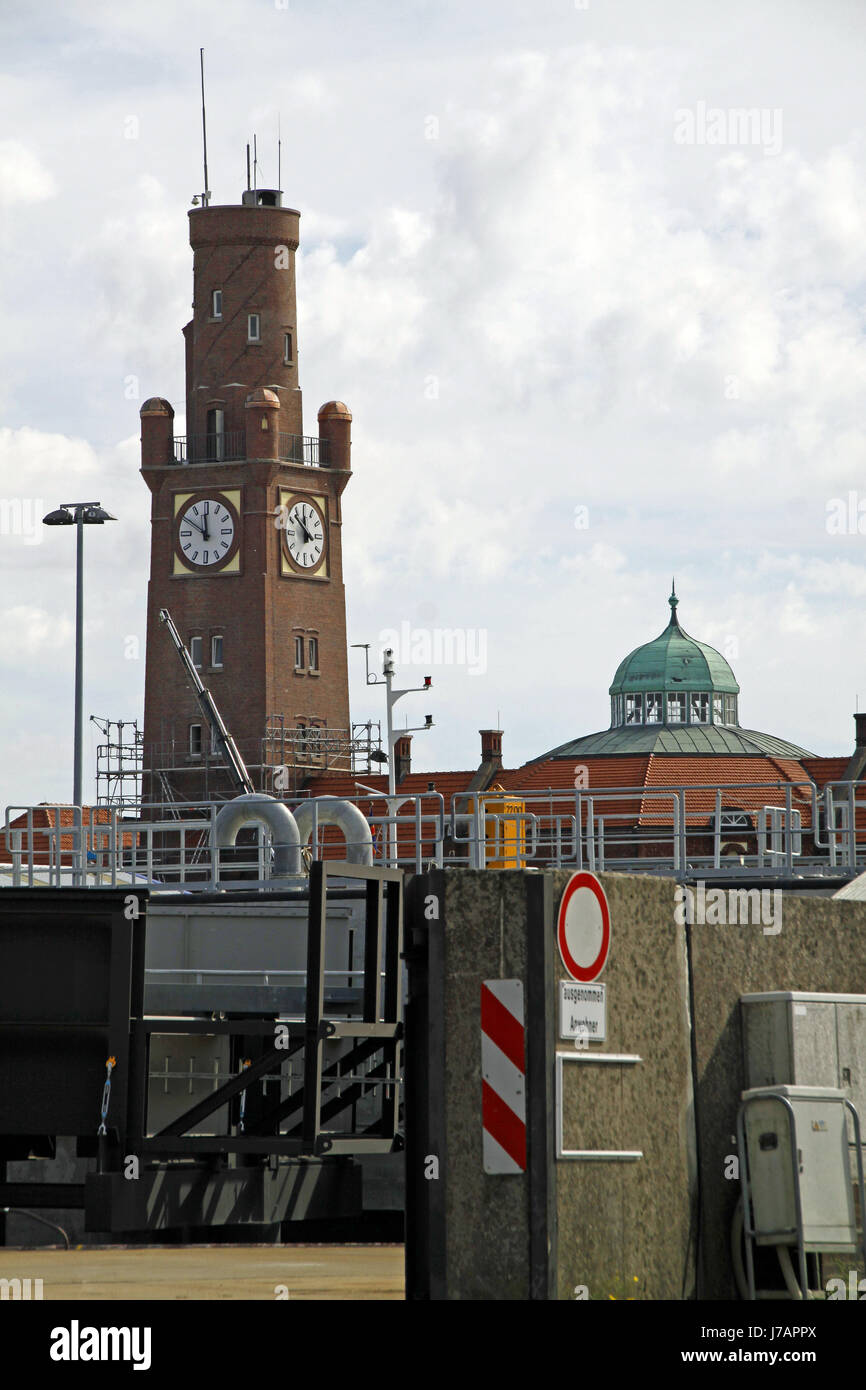 tower harbor harbours clock clock tower emigrant tower water north sea ...