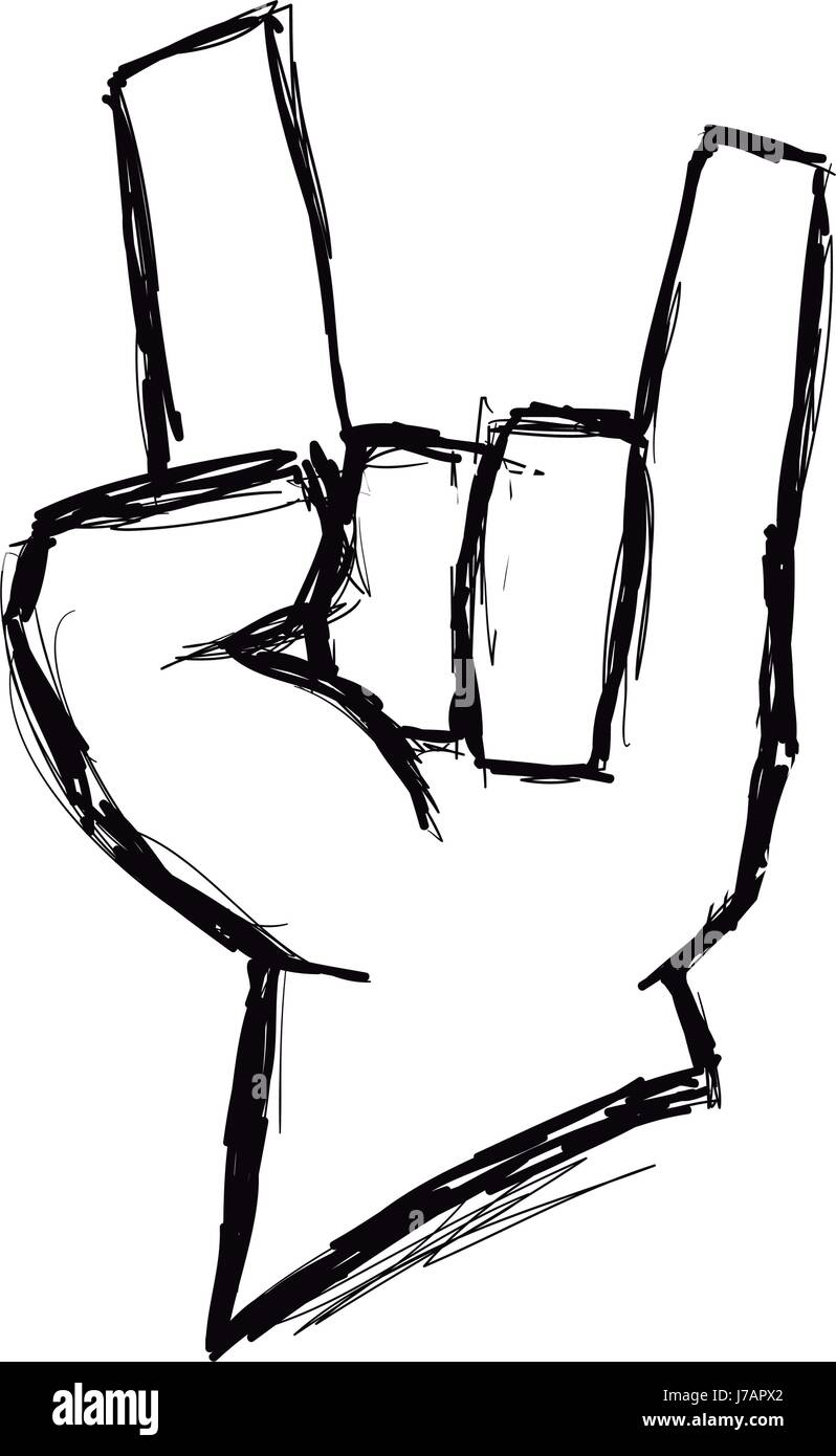 line hand up with rock symbol Stock Vector Image & Art - Alamy