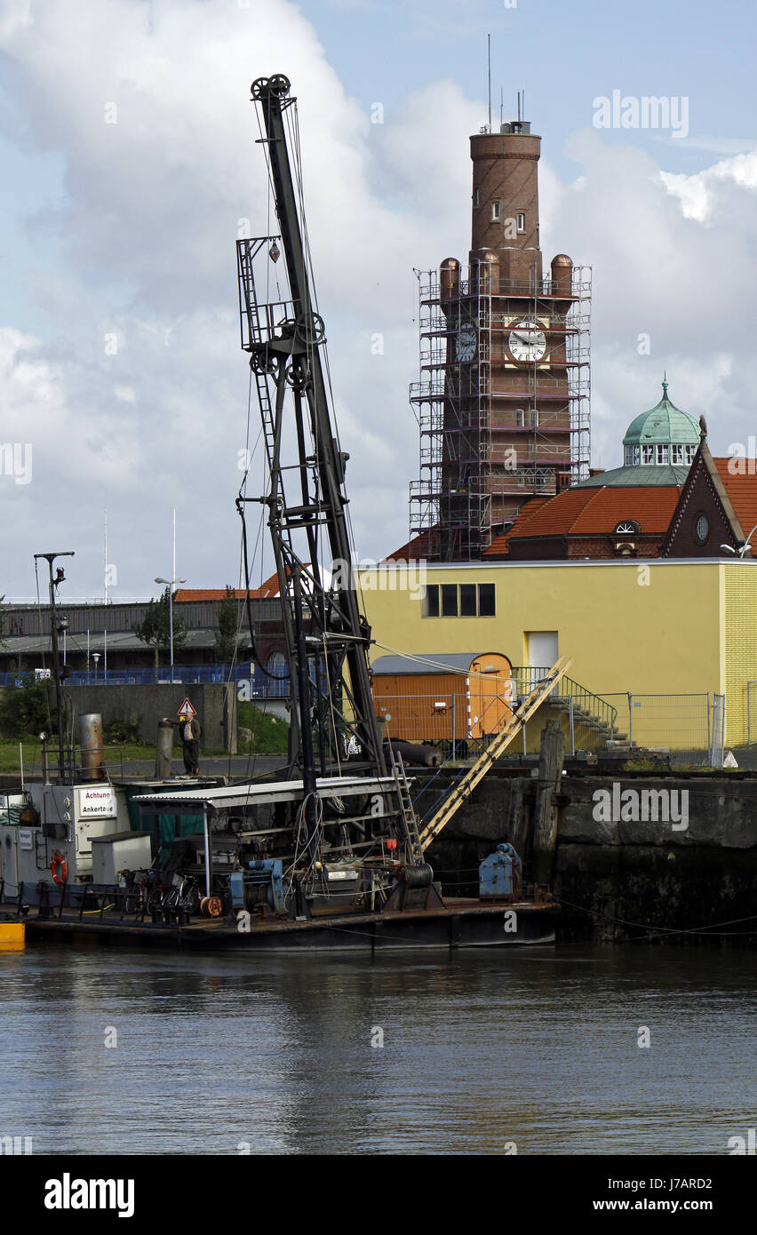 tower harbor harbours clock clock tower emigrant tower water north sea ...