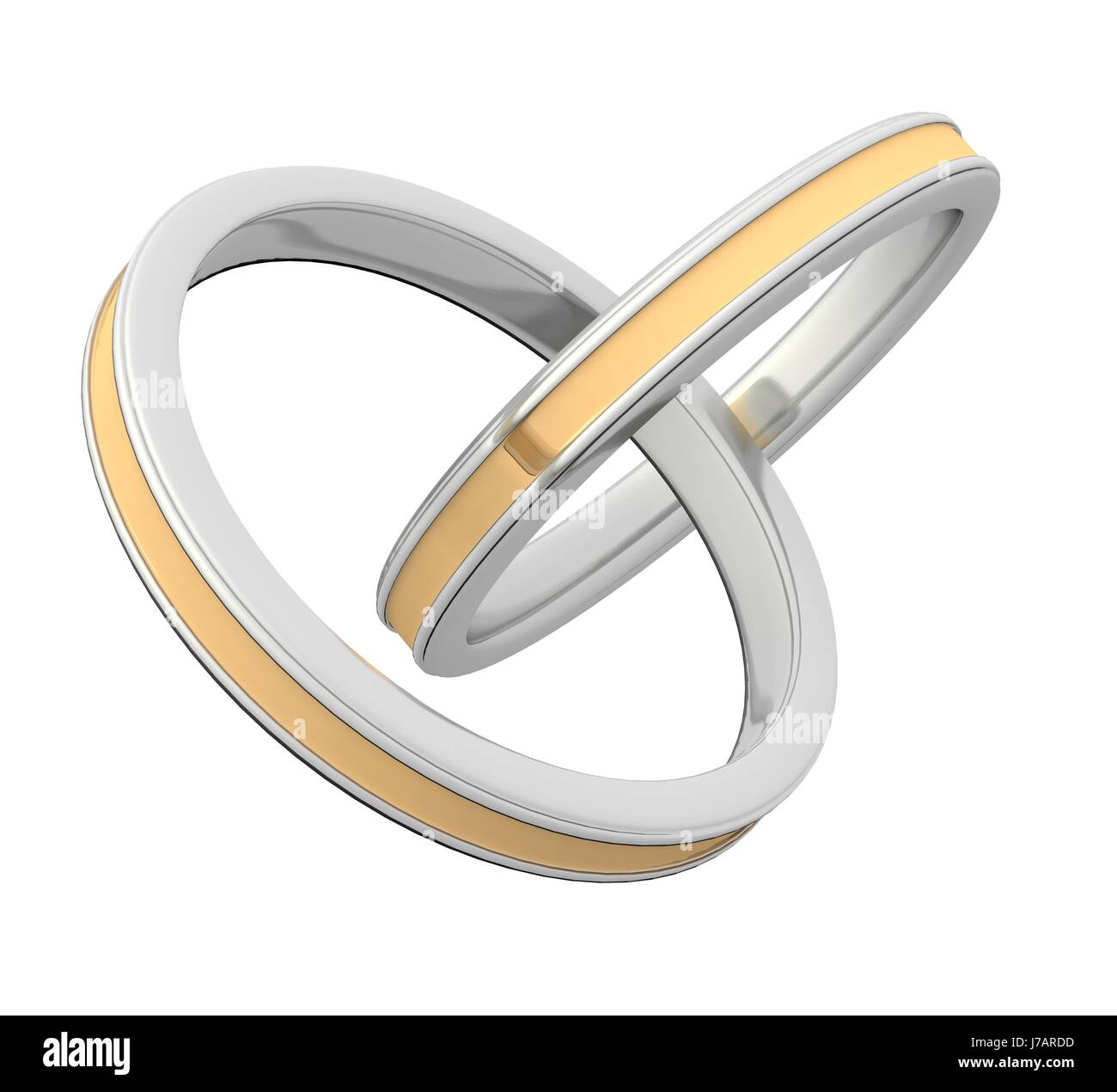 wedding rings connected gold silver Stock Photo - Alamy