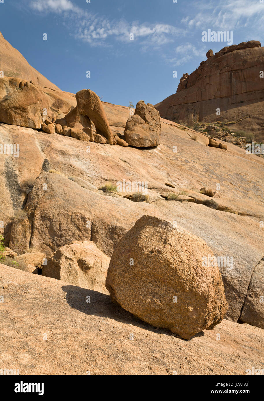 namibia rock hill stone desert wasteland africa wide angle erosion dry ...