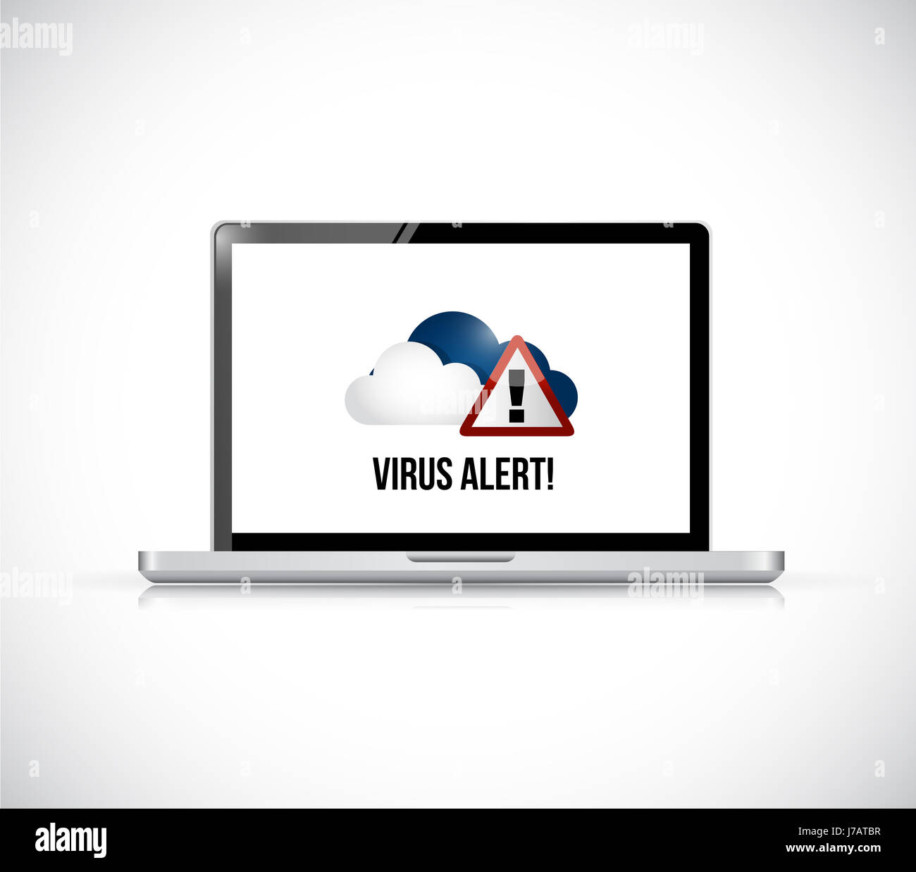 Cloud Computing virus alert computer concept illustration over white ...