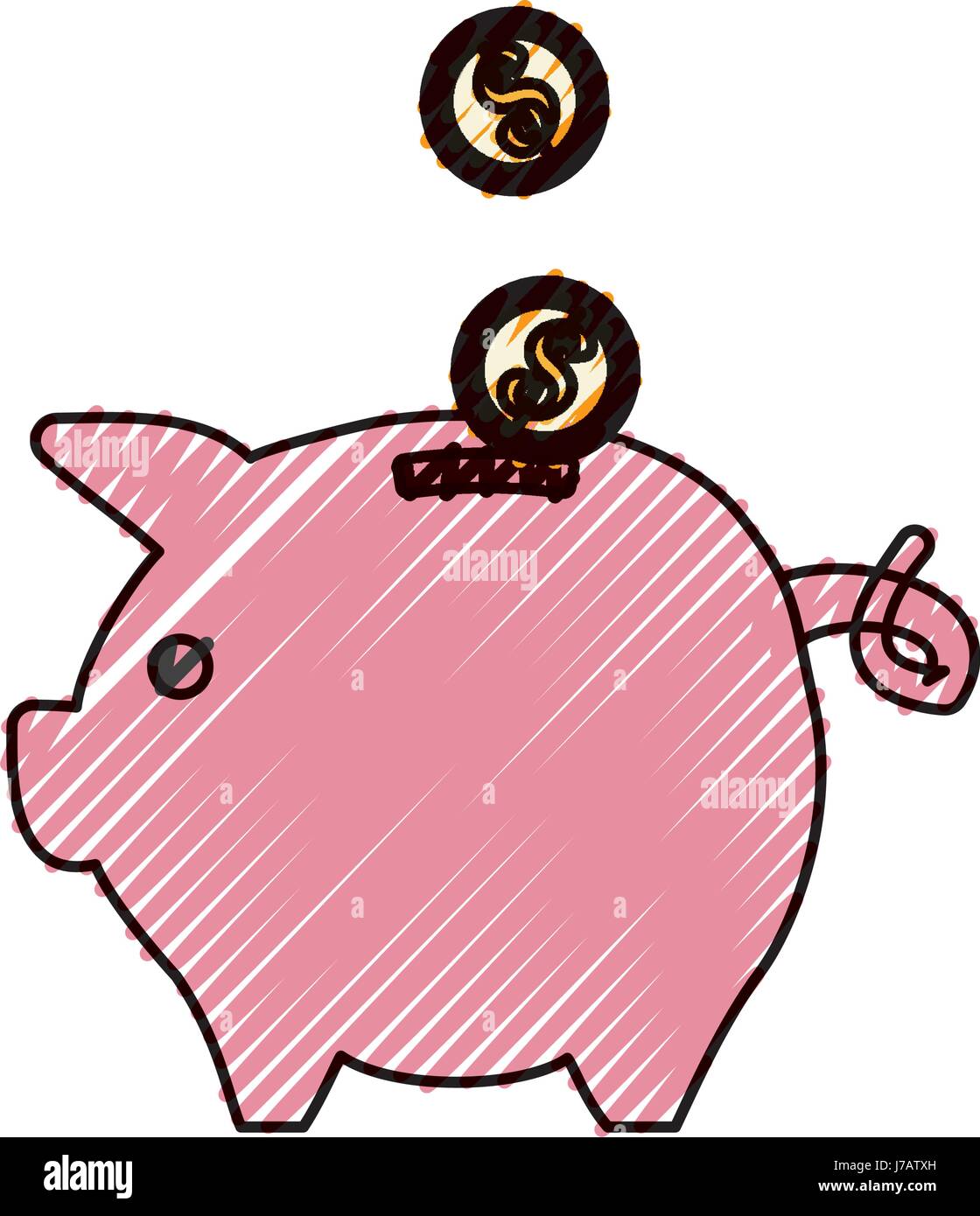 save coins money inside pig Stock Vector Image & Art - Alamy