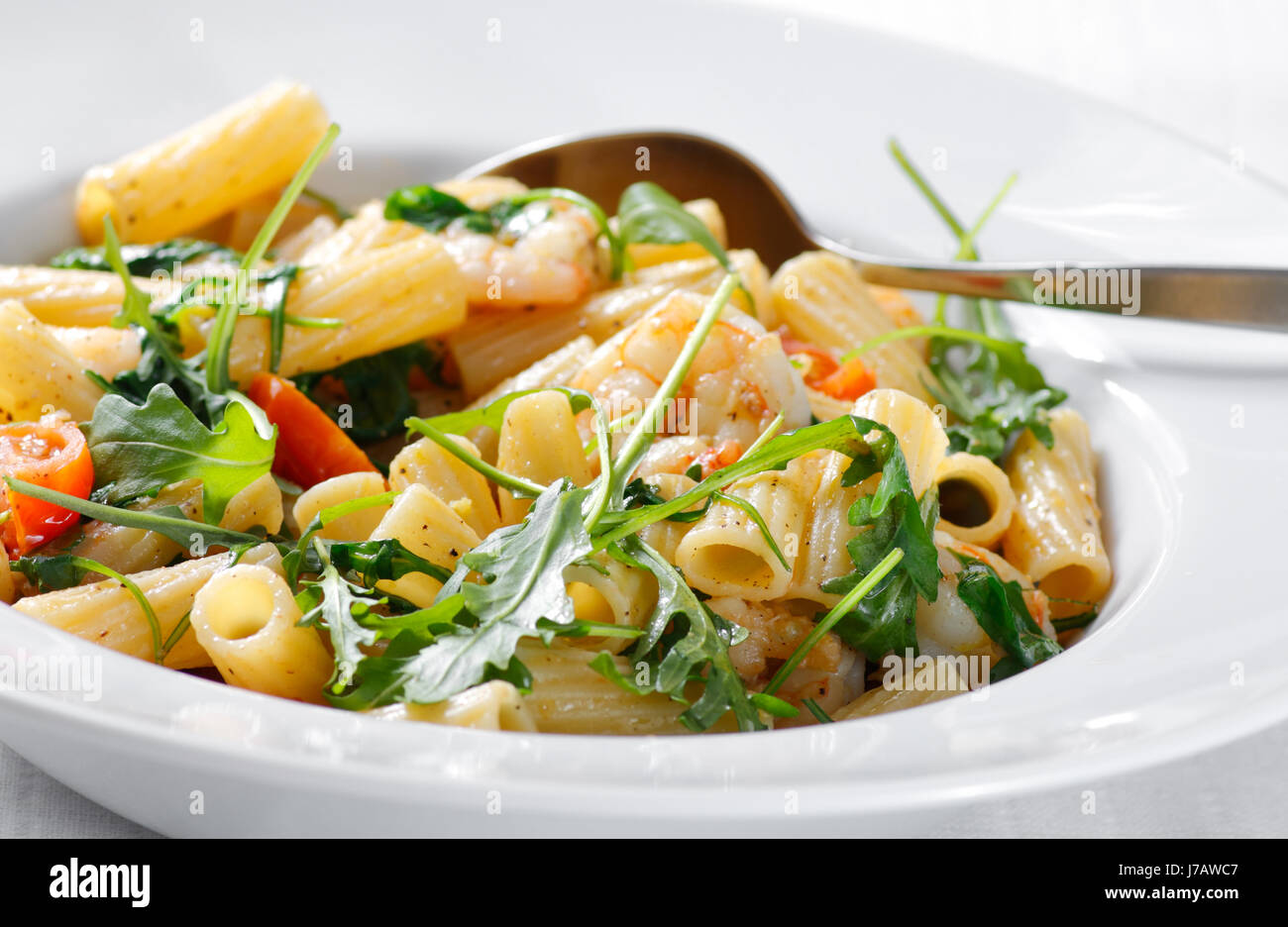 rigatoni with scampi Stock Photo - Alamy