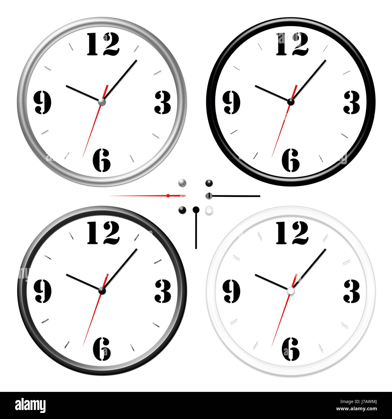 indicate show four clock pointer time minutes hours indicate show black ...