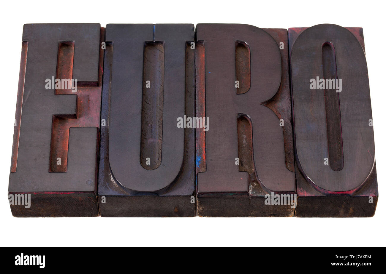 currency euro word financial letterpress money type model build colour ...