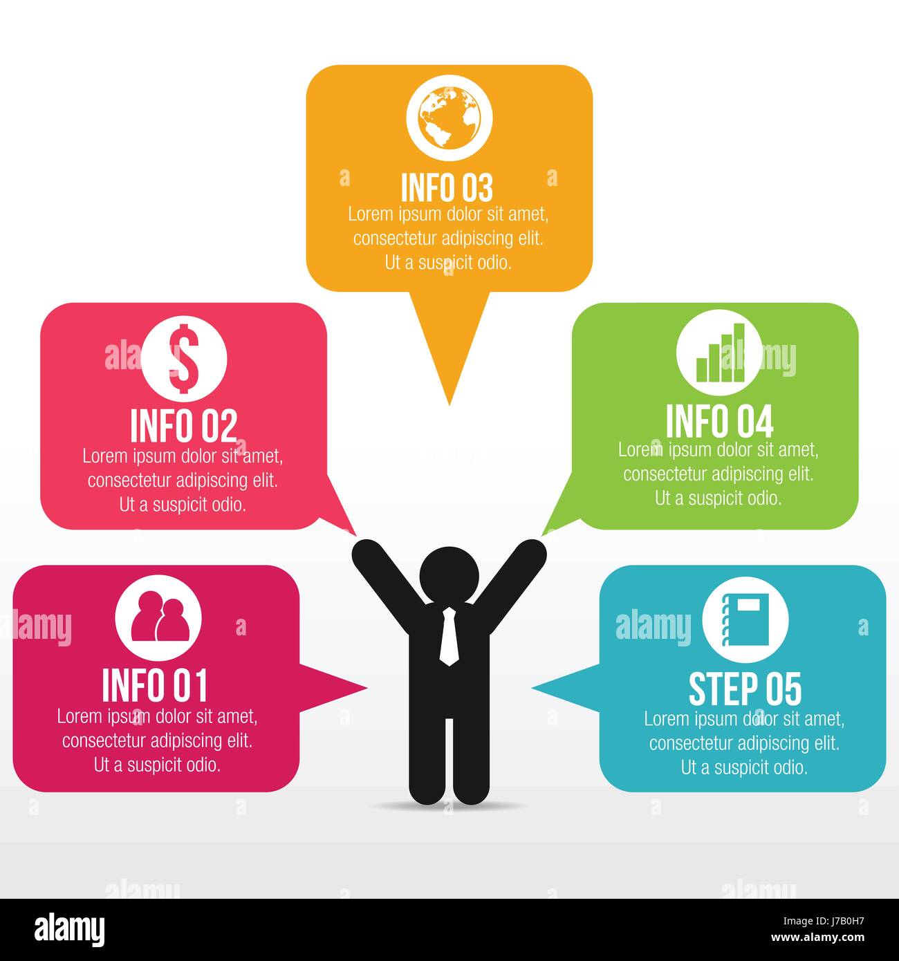 Square Success Business Man Infographic With Icon Stock Vector Image ...