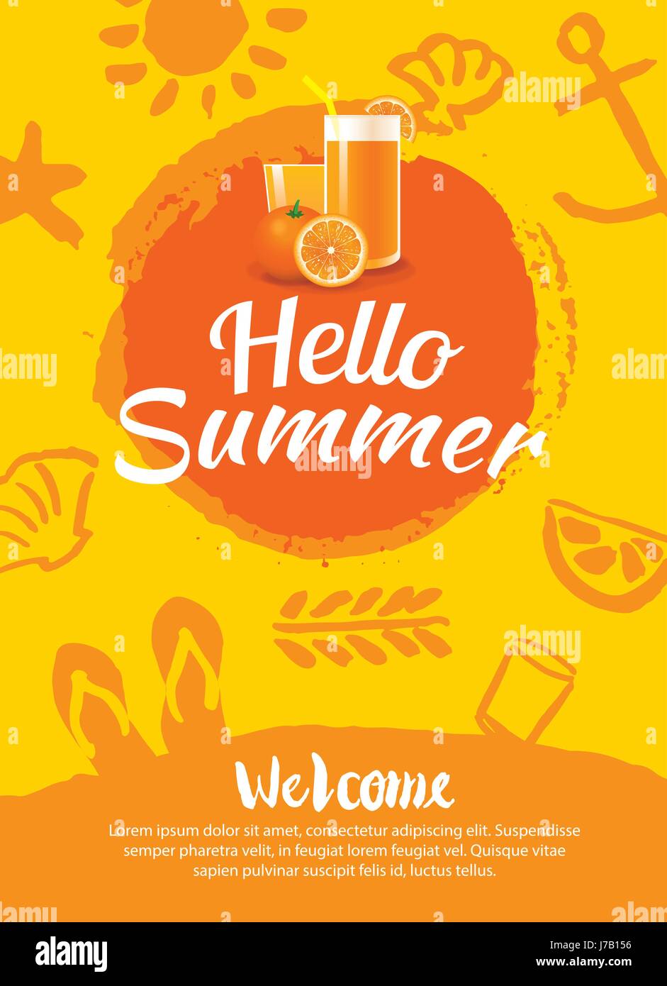 hello summer beach party poster background template Stock Vector Image ...