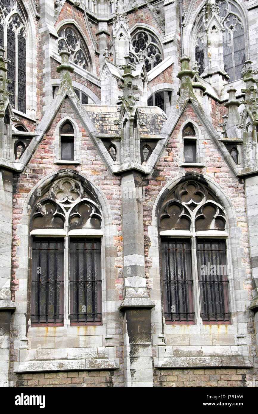 church cathedral belgium gothic tower detail church window porthole ...