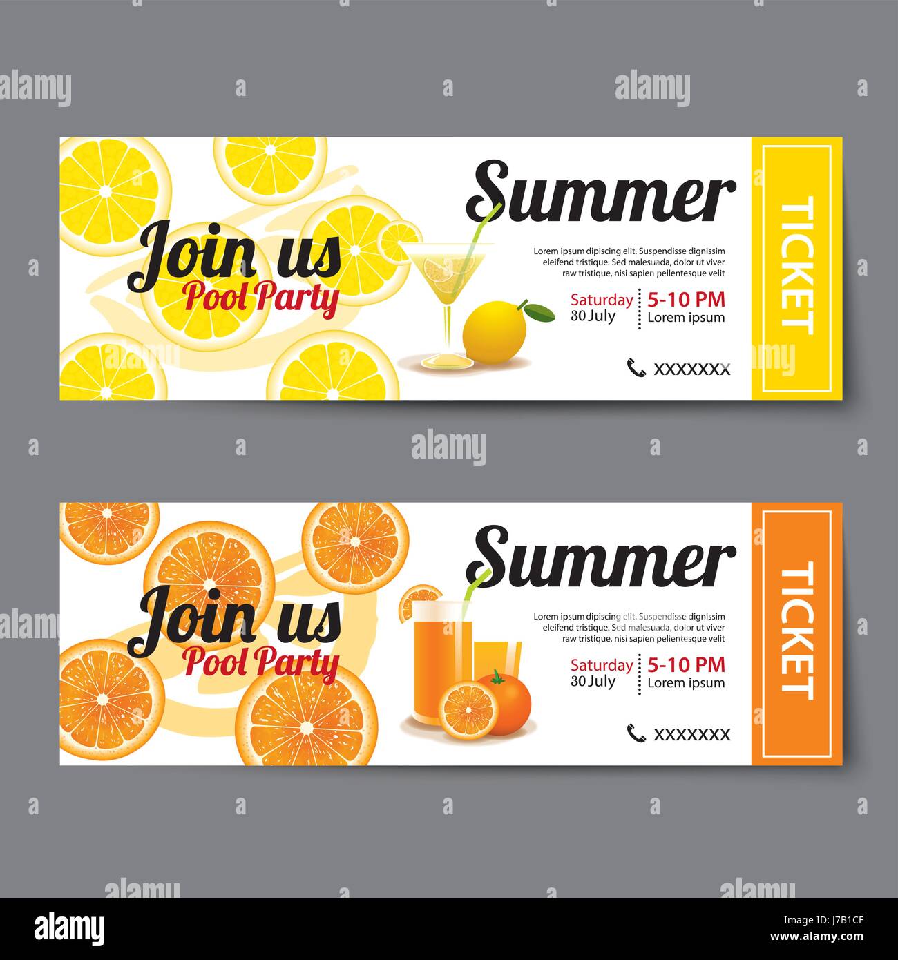 summer pool party ticket template Stock Vector Image & Art - Alamy