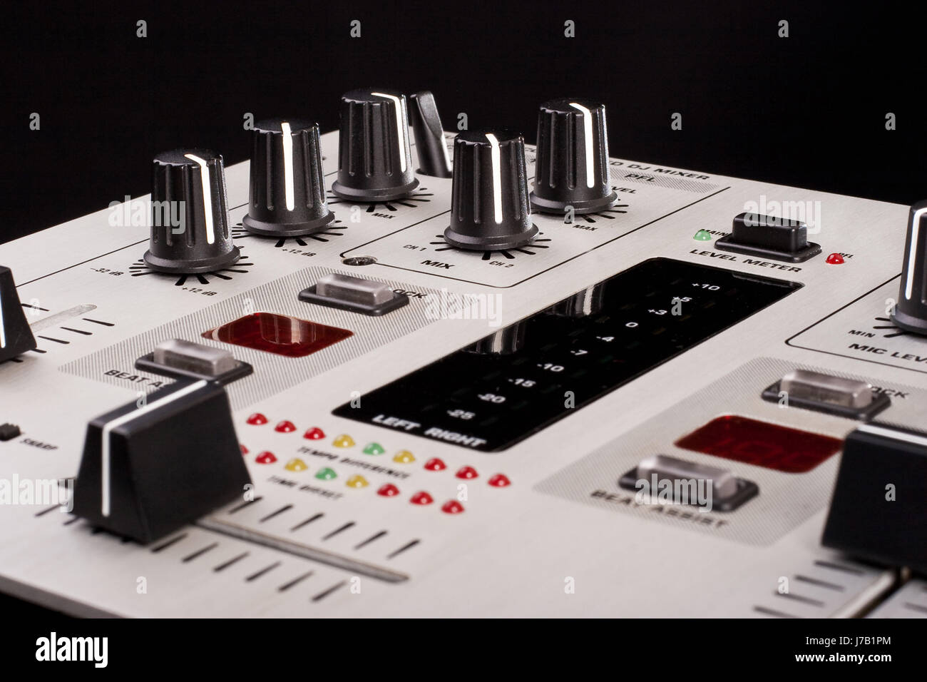 equipment audio mixer mix control tune buttons keys desk sound closeup ...