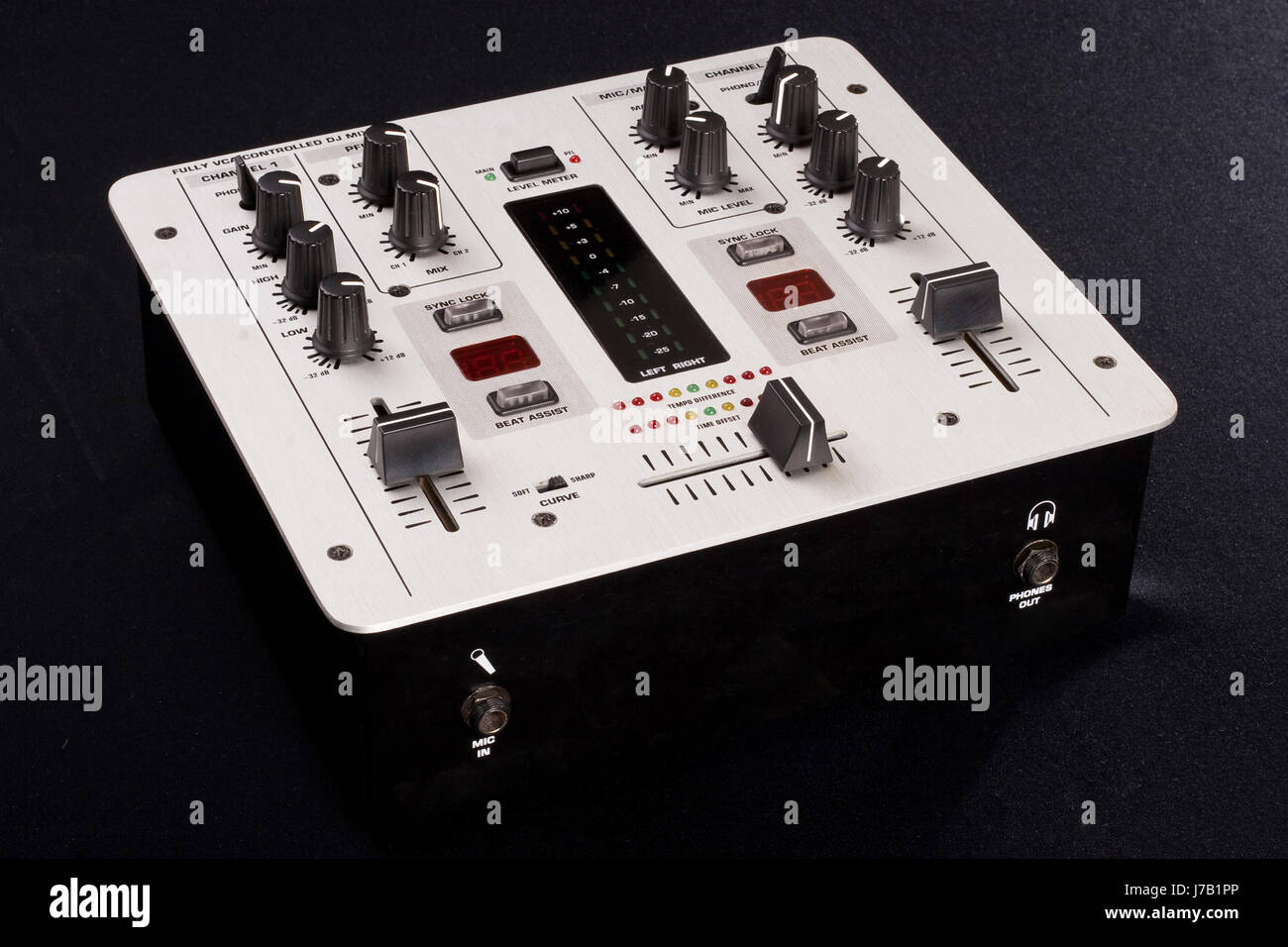 equipment audio mixer mix control tune buttons keys desk sound closeup ...