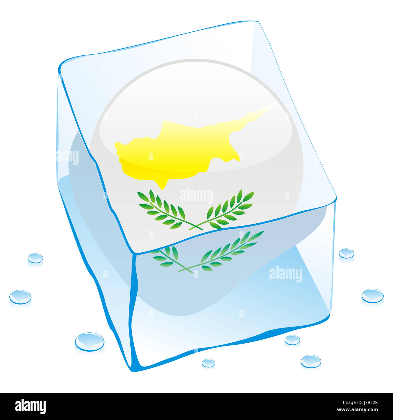 cold catarrh illustration flag freeze cyprus ice blue object travel ...