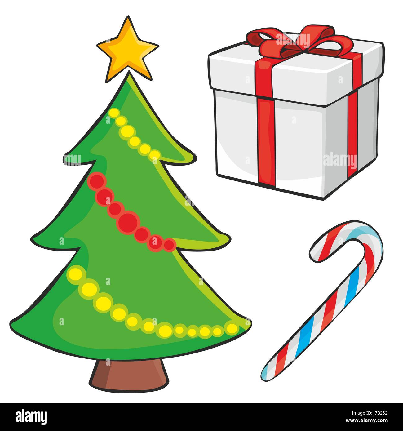 Cartoon christmas tree gift boxes hi-res stock photography and images ...