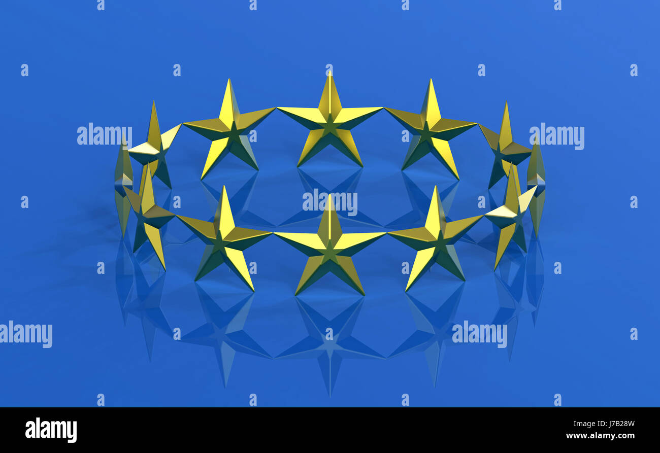 europe star blue circle community concept country golden 3d europe star ...