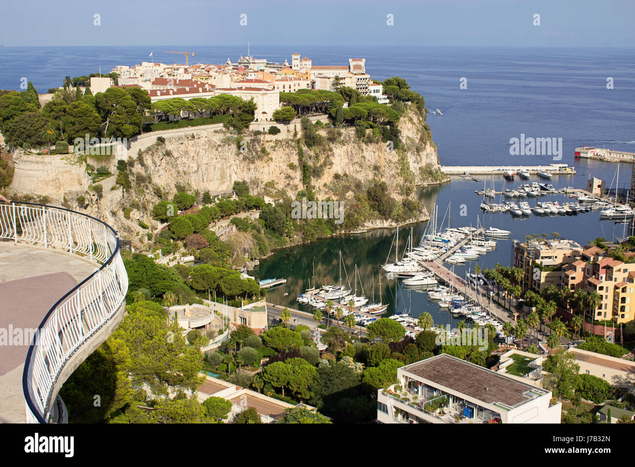 Monaco, Monte-Carlo: landscape top view of the city and old town with ...