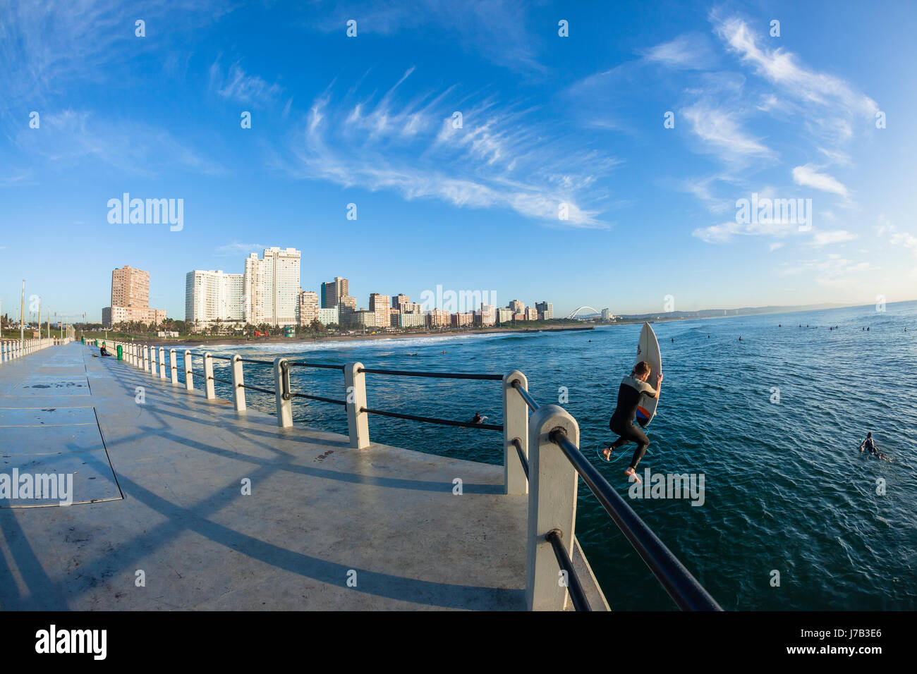Durban pier morning scenic photo of beach ocean surfing landscape Stock ...