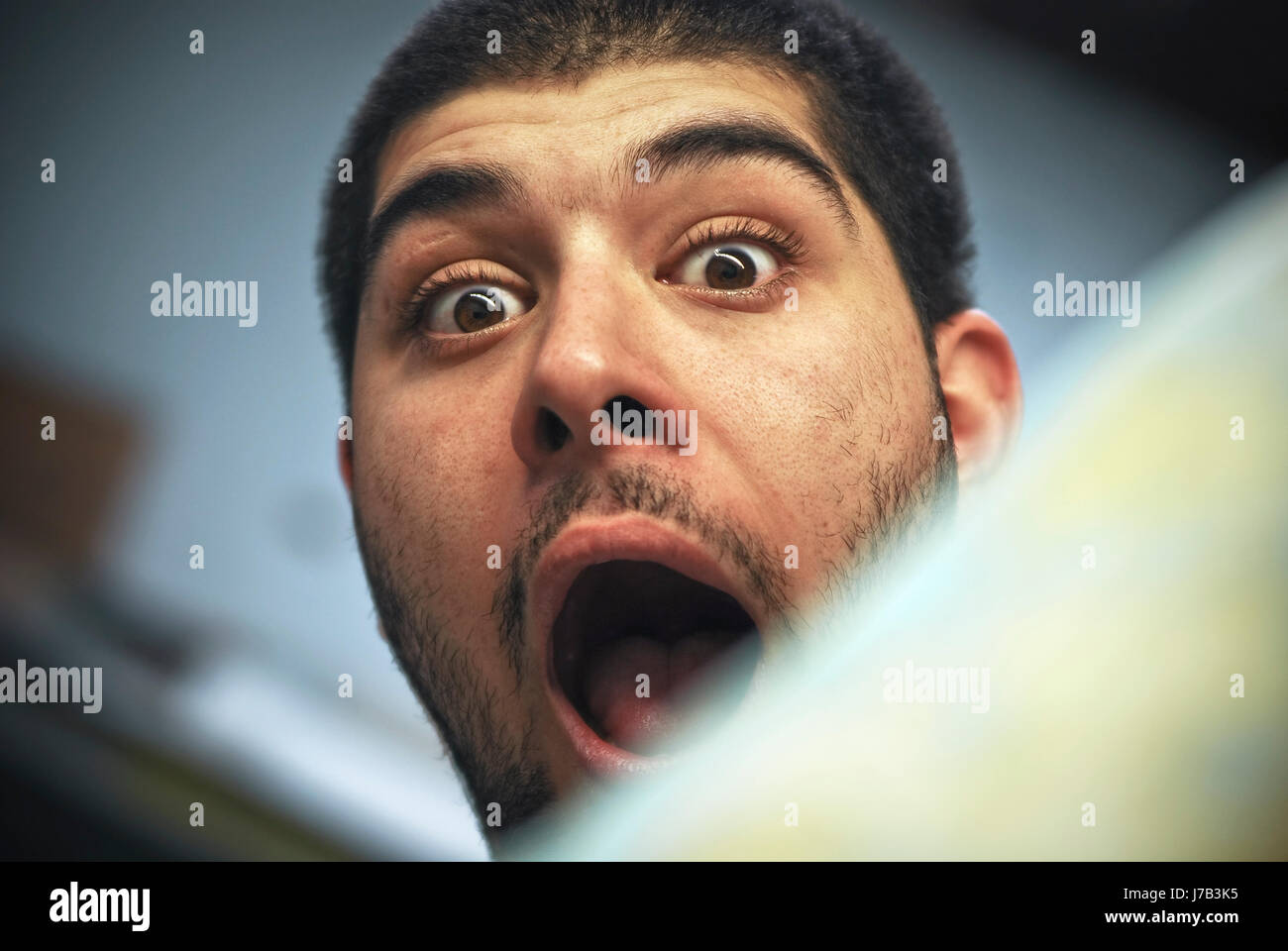 men man face shock surprise blue humans human beings people folk ...