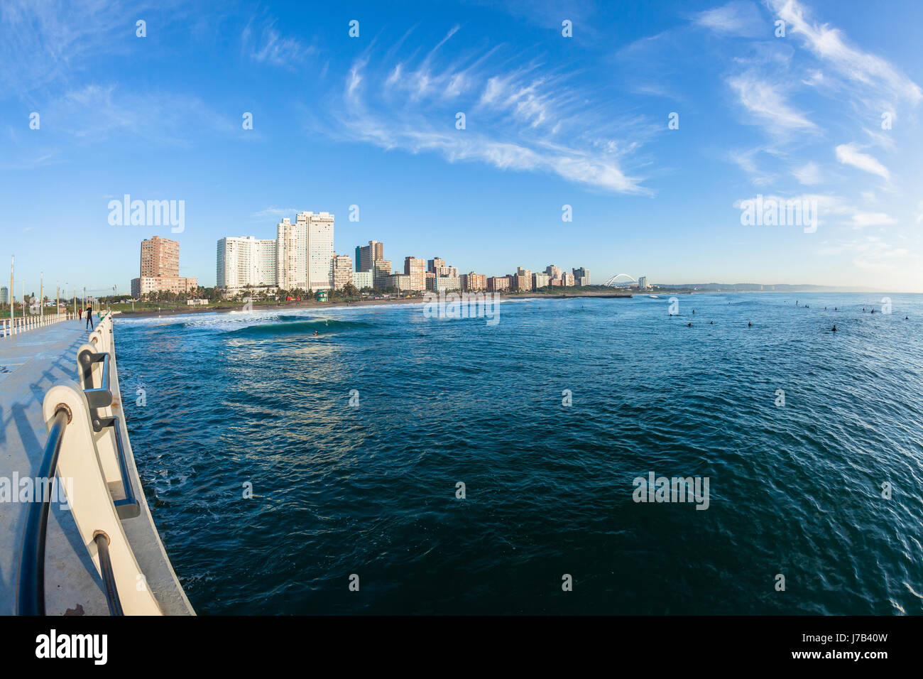 Durban pier morning scenic photo of beach ocean surfing landscape Stock ...