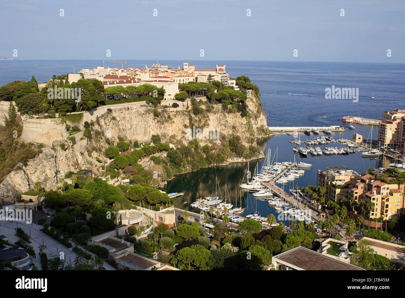 Monaco, Monte-Carlo: landscape top view of the city and old town with ...