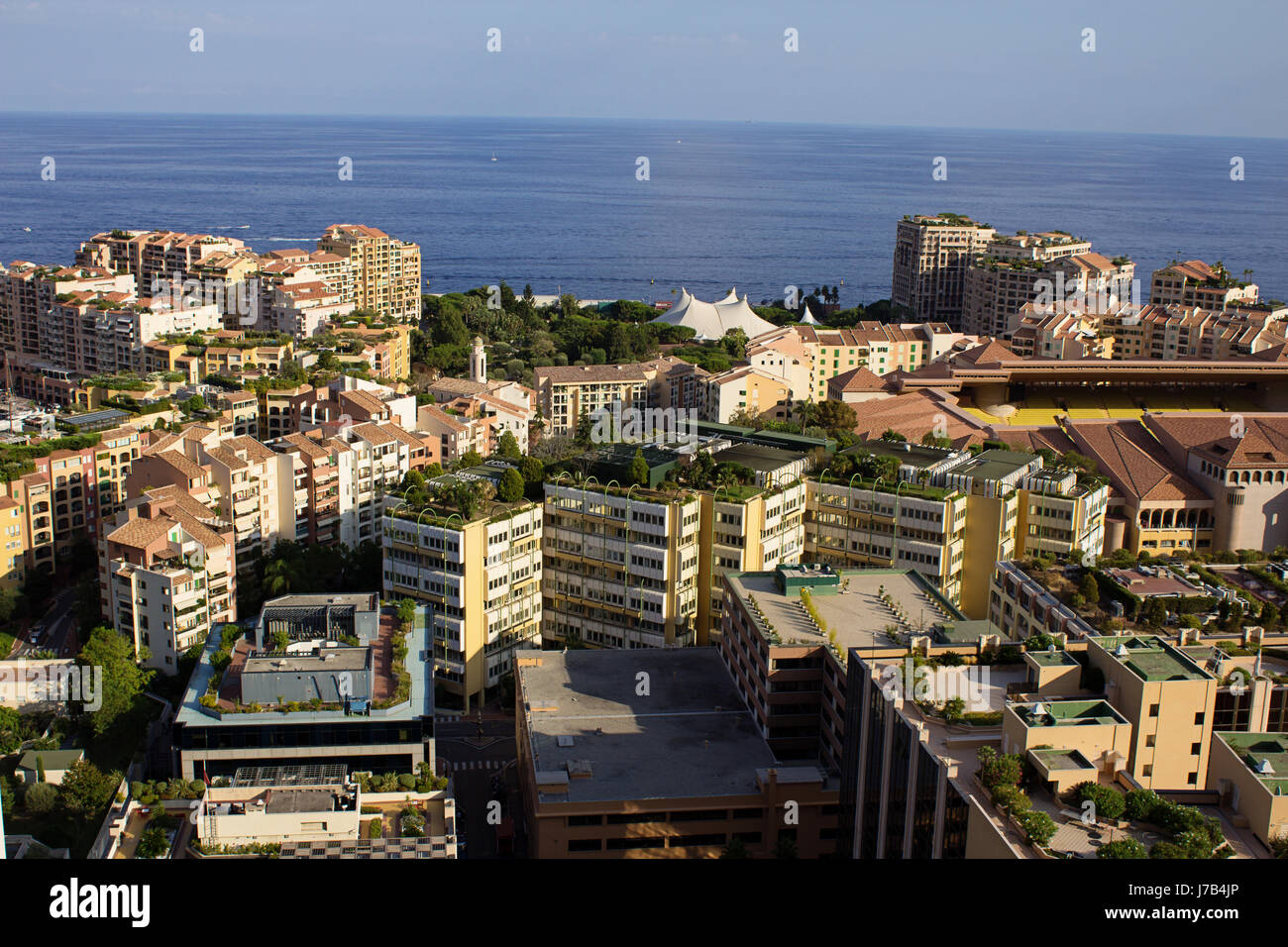 Monaco, Monte-Carlo: landscape top view of the city and old town with ...