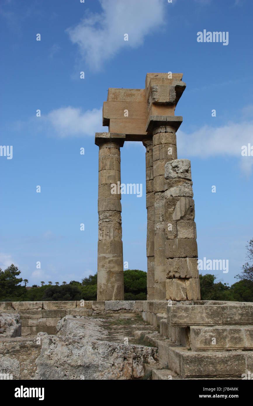 antique greece pillar ruin antiquity acropolis old blue detail religion ...