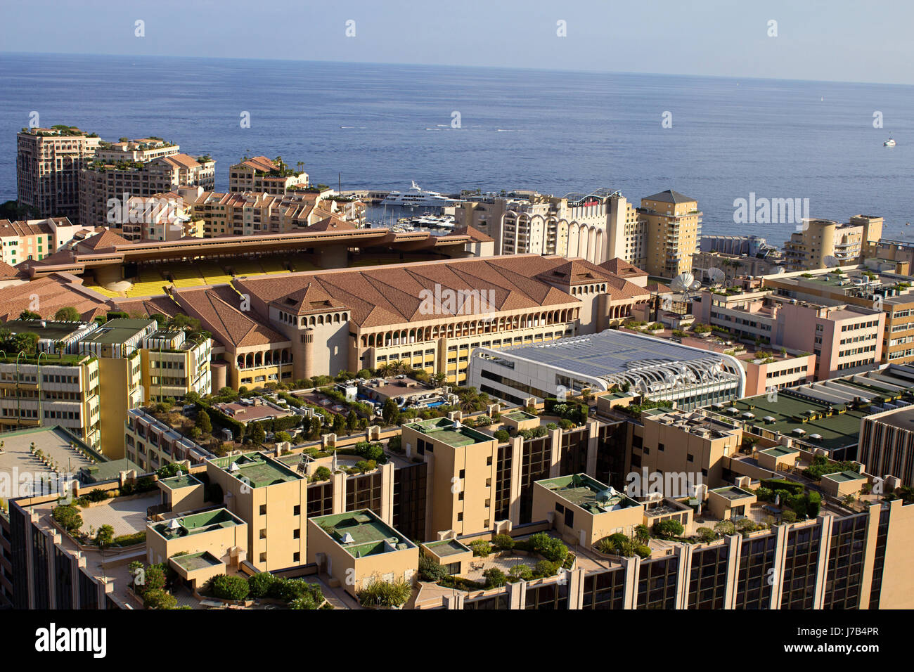 Monaco, Monte-Carlo: landscape top view of the city and old town with ...