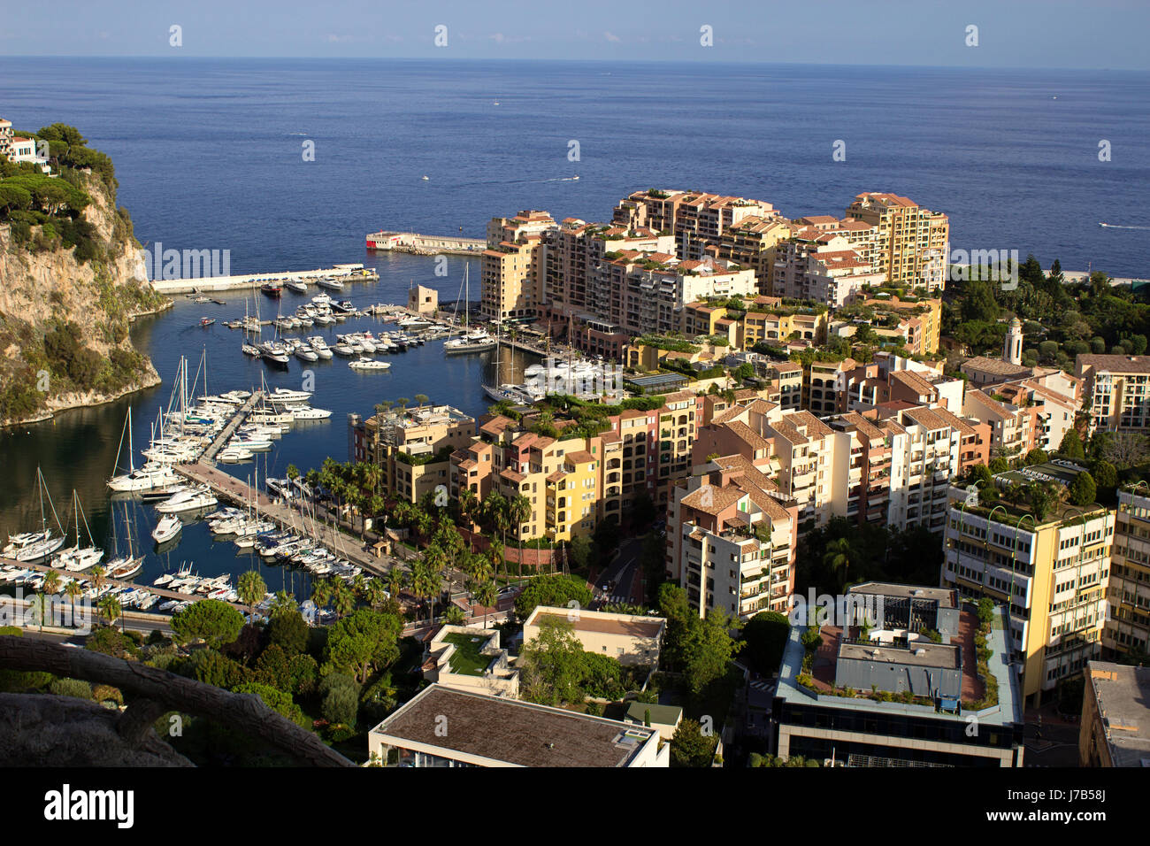Monaco, Monte-Carlo: landscape top view of the city and old town with ...