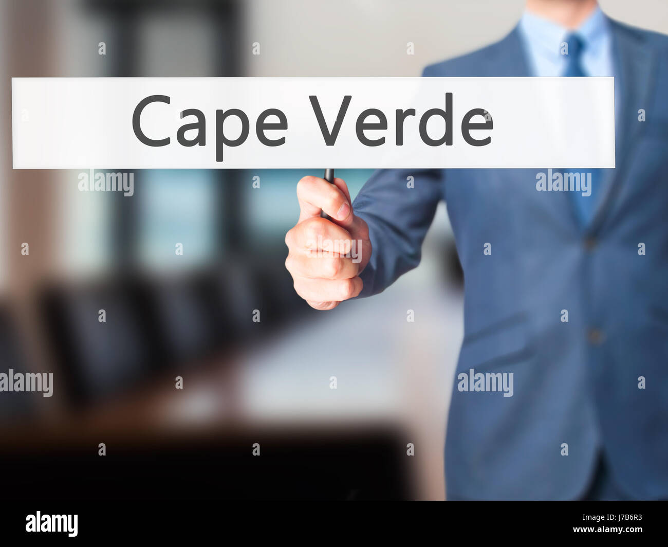 Cape Verde - Business man showing sign. Business, technology, internet ...