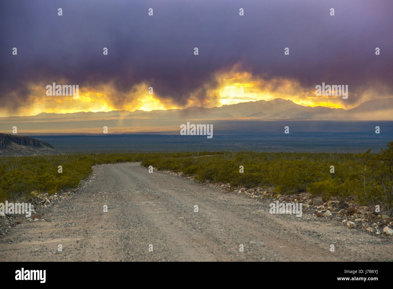 Low Hanging Clouds Over Arizona Desert Stock Photo - Alamy