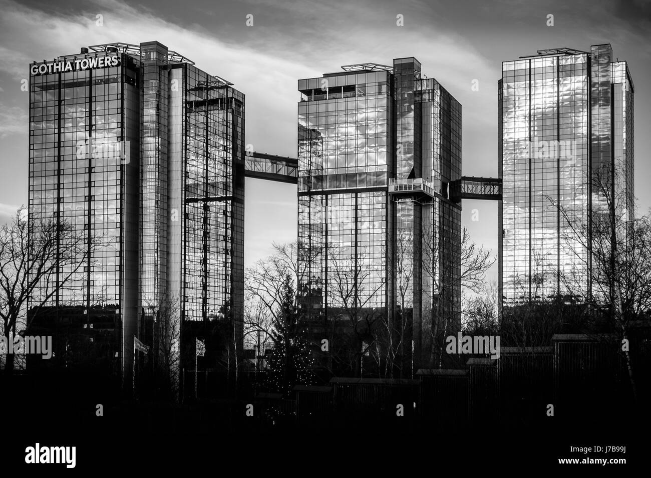 Landmark gothenburg skyscraper architecture Black and White Stock ...
