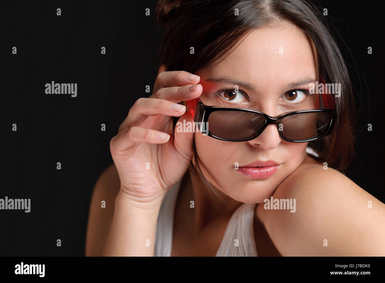 woman fashion modern modernity portrait spectacles glasses eyeglasses ...