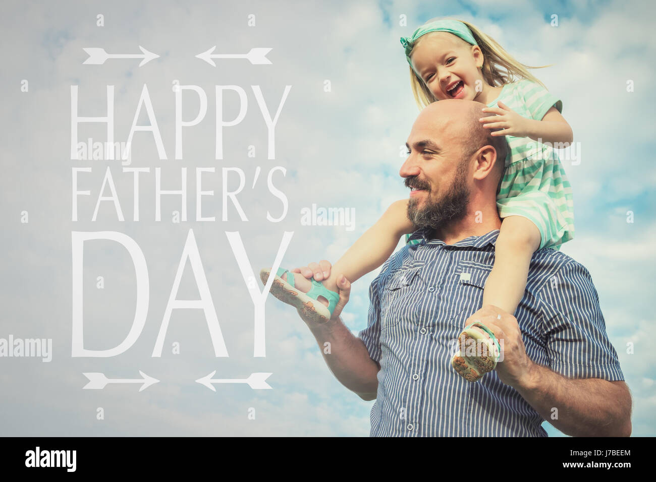 Adorable daughter and father portrait, happy family, father's day ...