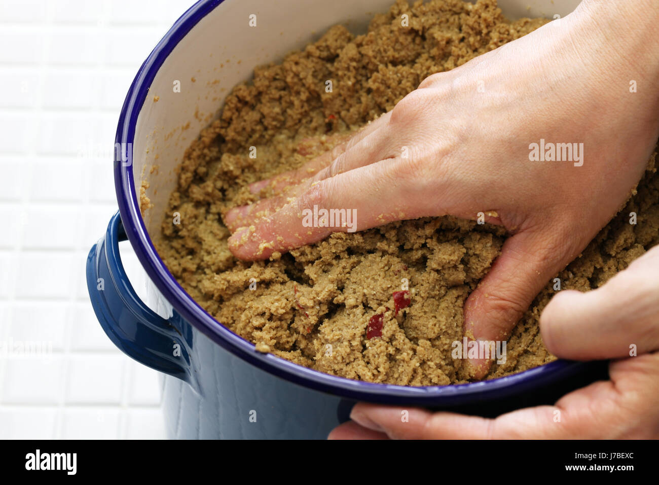 maintenance of nukadoko(salted rice bran bed for pickles), japanese ...