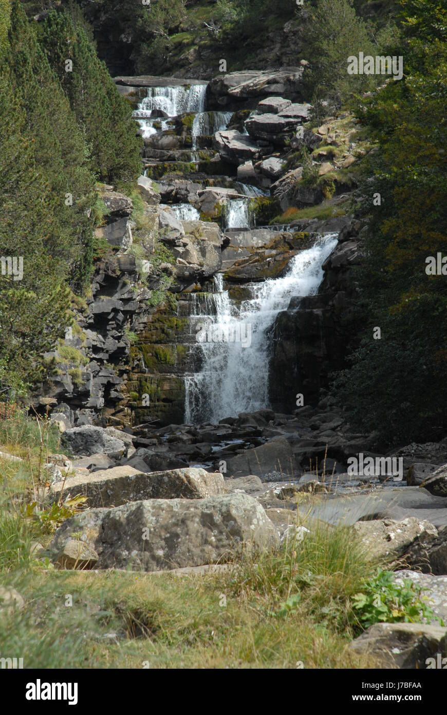 stream waterfall current of the river river water nature mountains ...