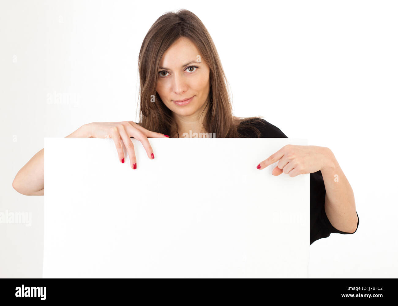 woman indicate show female whiter sapiently backdrop background laugh ...